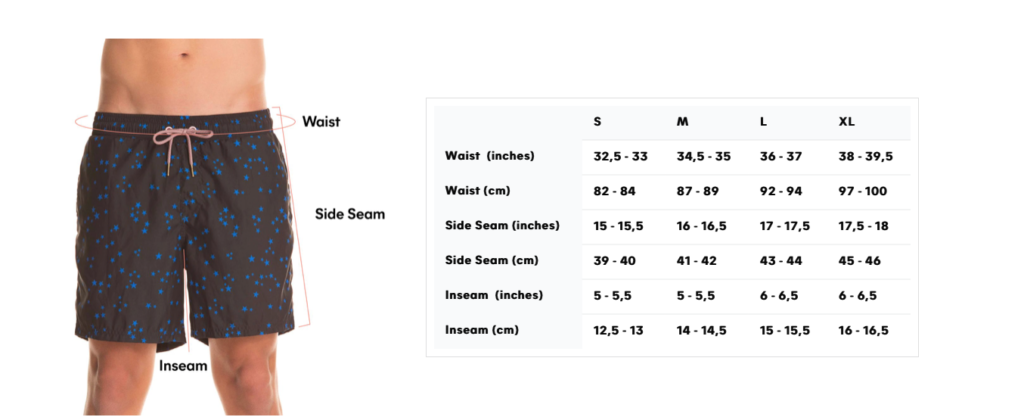 Sizing charts for sun protection clothing and sun hats